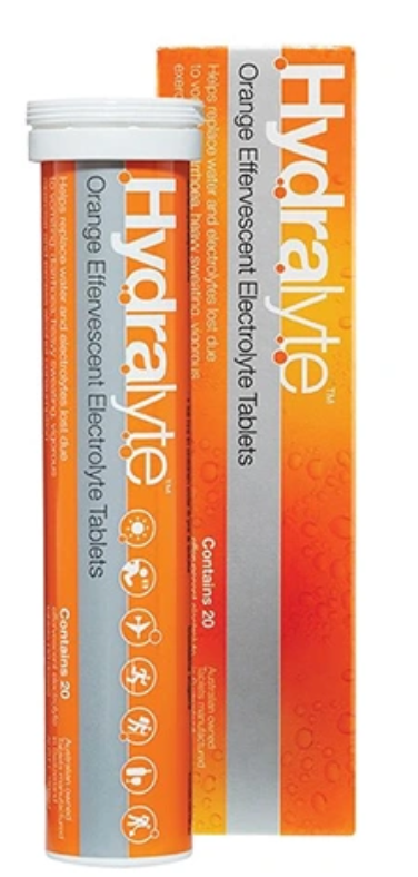 Hydralyte Effervescent Electrolyte Orange Tablets 20 – HealthEZ Pharmacy