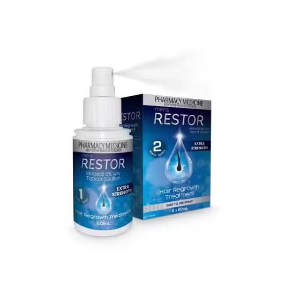 RESTOR Men Extra Strength 5% Minoxidil Spray 60 mL x2 – HealthEZ Pharmacy