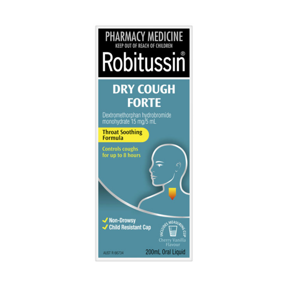 Robitussin Dry Cough Forte Cherry Vanilla 200 Ml (Dextromethorphan ...