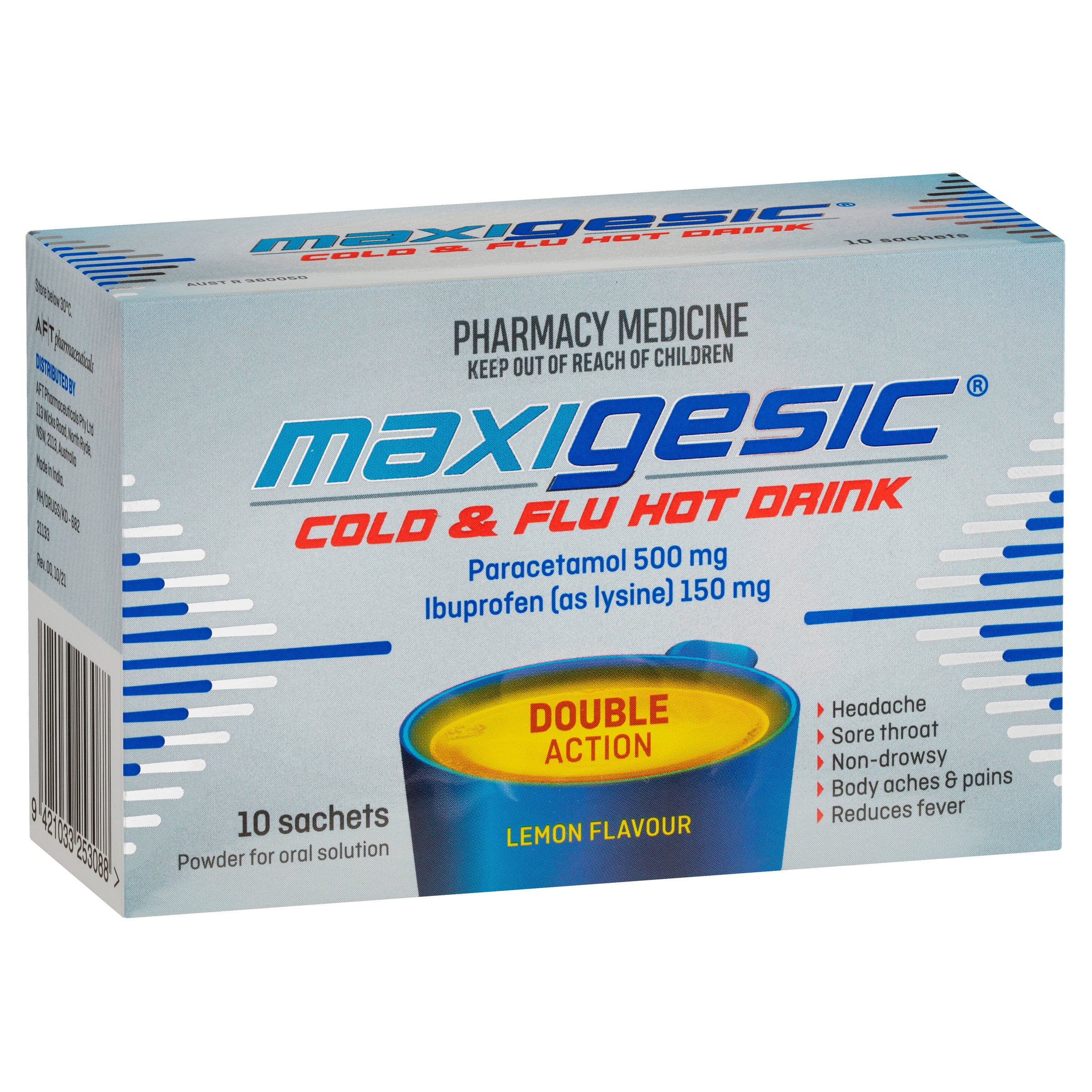Maxigesic Cold & Flu Sachets 500mg/150mg 10 – HealthEZ Pharmacy