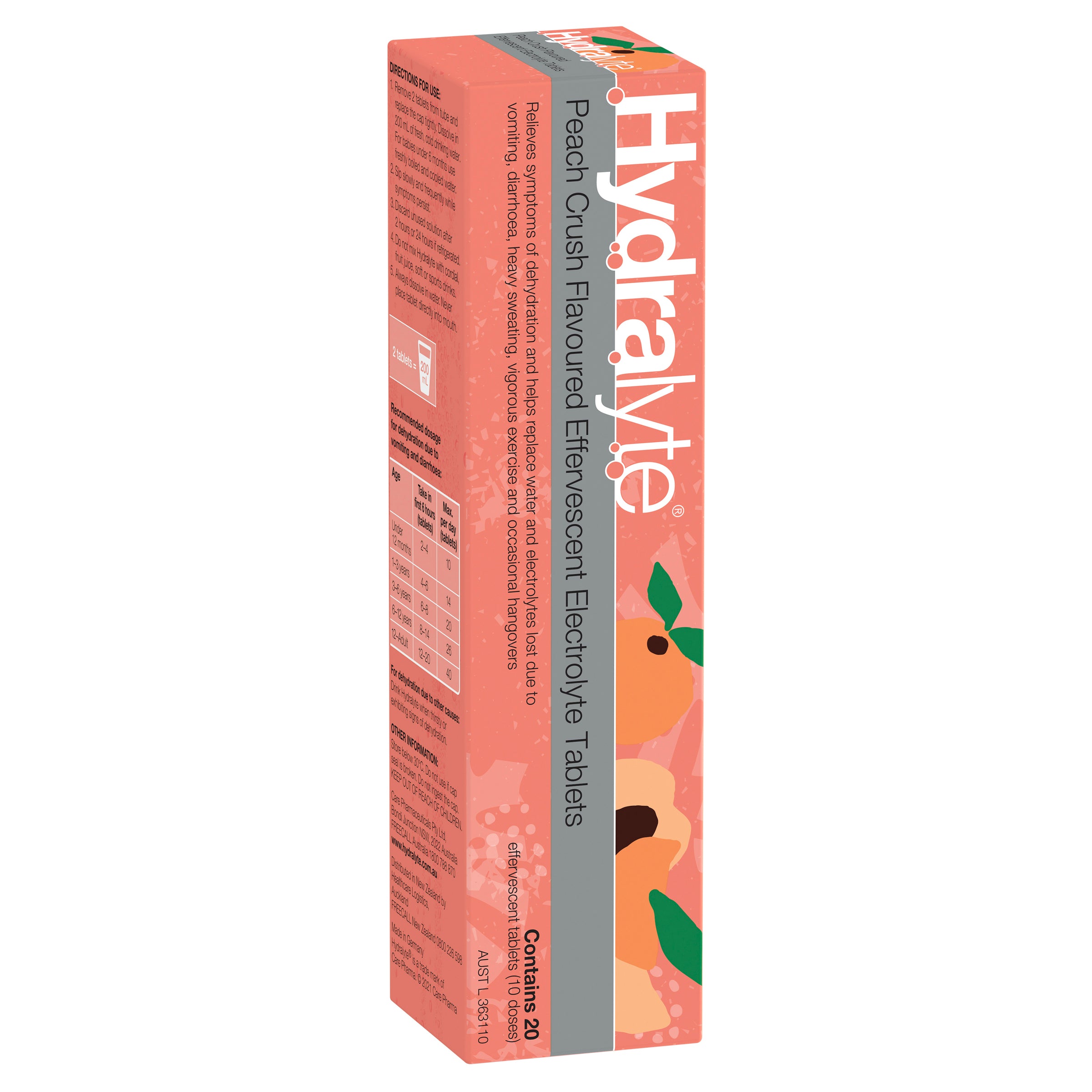 Hydralyte Effervescent Peach Crush Tablets 20 – HealthEZ Pharmacy